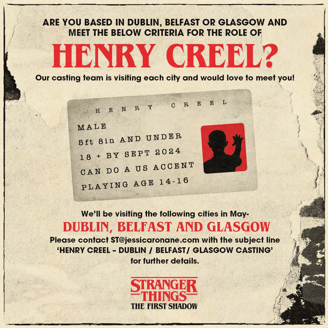 Stranger Things: the First Shadow – Belfast Casting Call | Theatre and ...